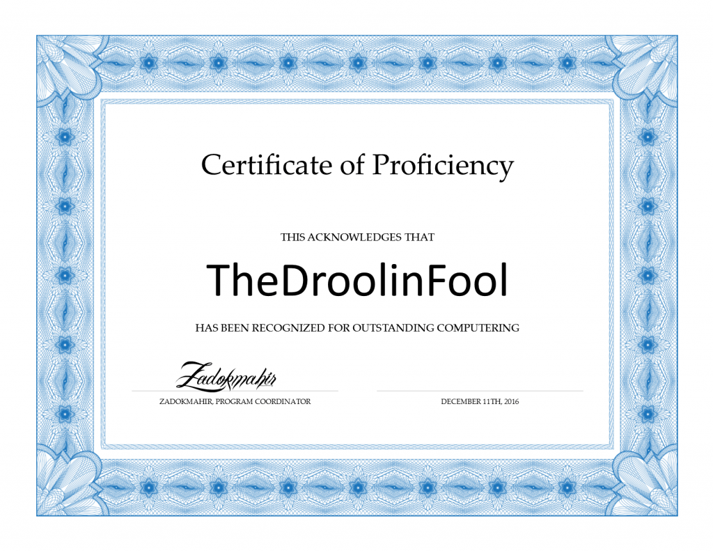 certificate of proficiency | Certificate Of