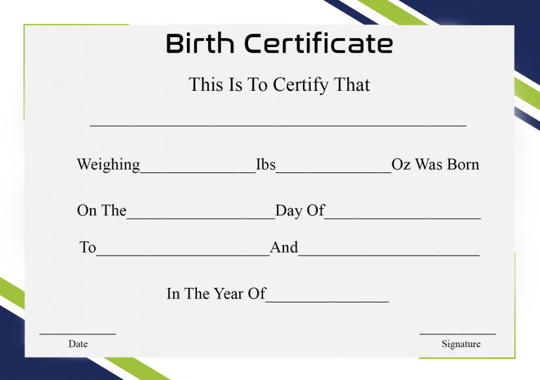 ?Free Printable Certificate of Birth Sample Template?
