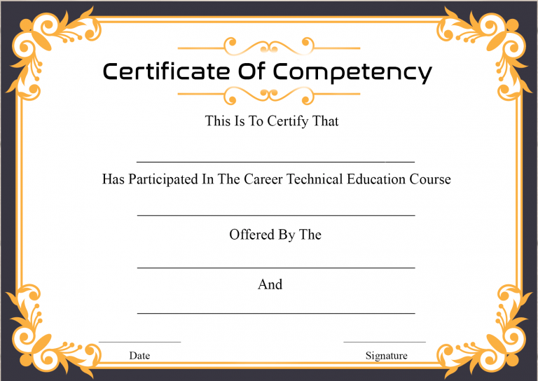 ? Free Sample Certificate of Competency Templates?