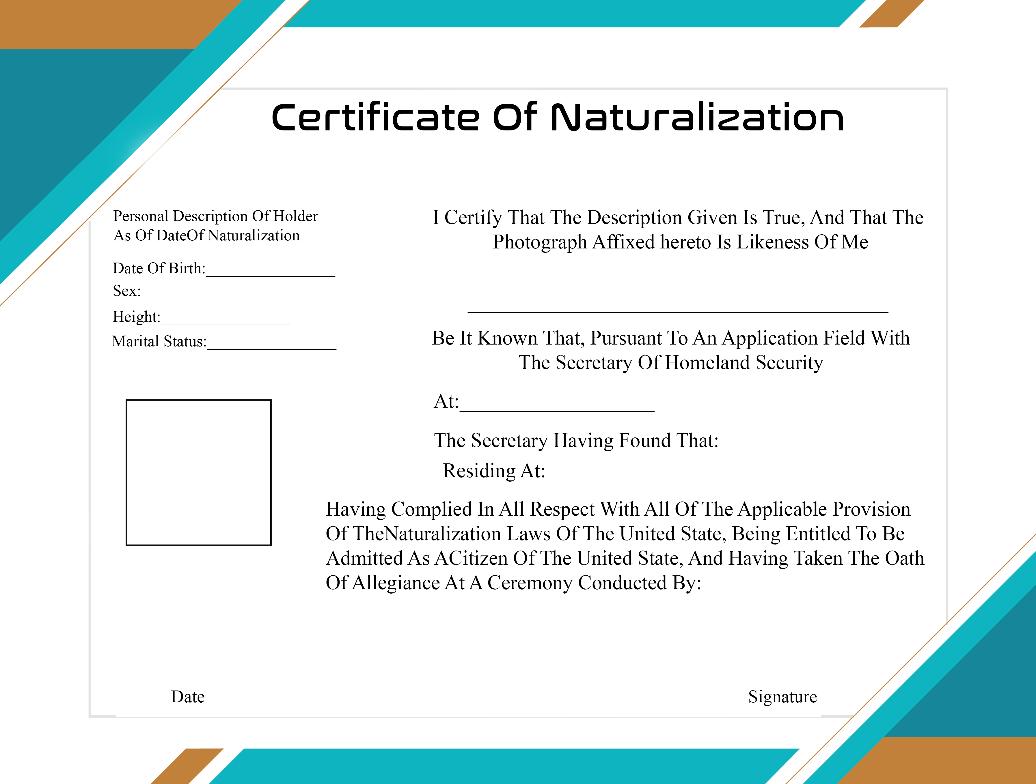 Sample Of Naturalization Certificate Certificate Of