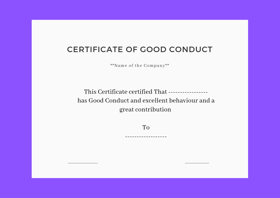 Good Conduct Certificate Template