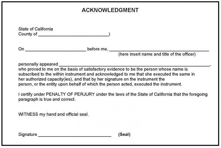 ? Free Sample Certificate of Acknowledgement Template?
