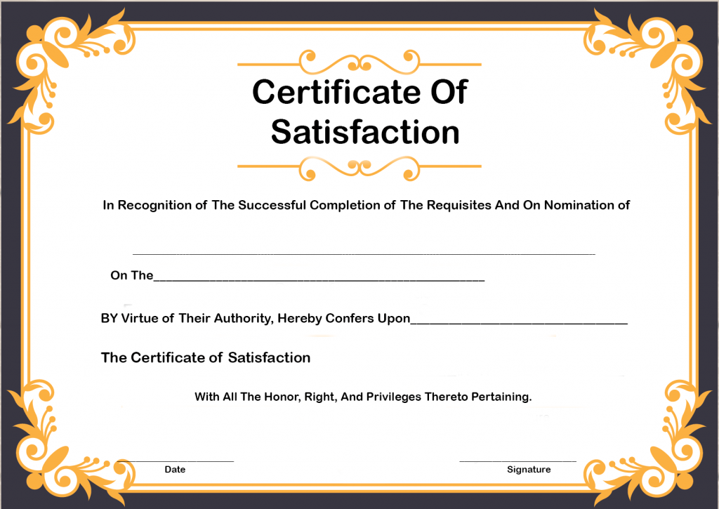 ?Free Sample Certificate of Satisfaction Templates?