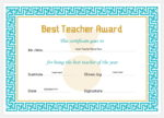 Free printable certificate for best teacher | Certificate Of