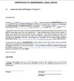 Certificate Of Independent Legal Advice | Certificate Of